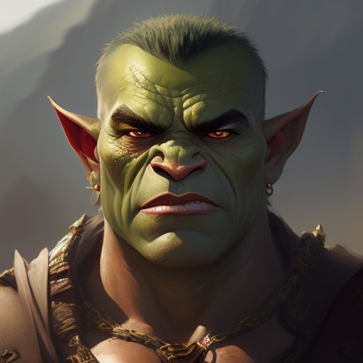 last-crab662: dungeons and dragons half orc character closeup portrait ...