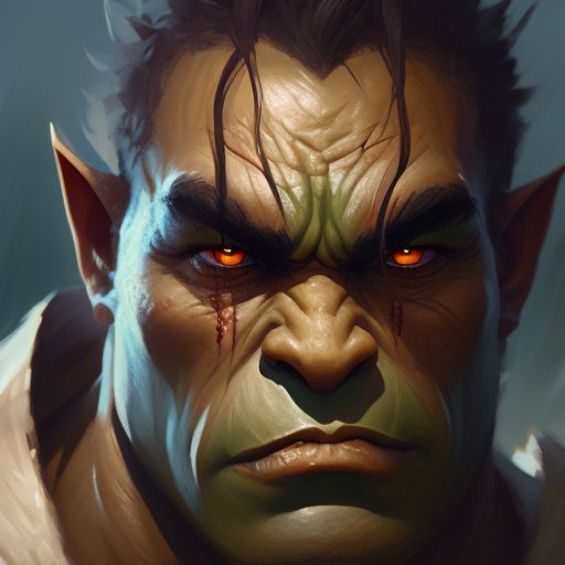 last-crab662: dungeons and dragons half orc character closeup portrait ...