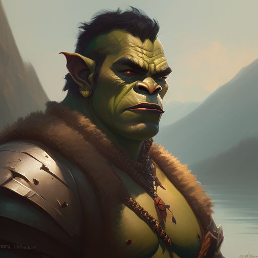 last-crab662: dungeons and dragons half orc character closeup portrait ...