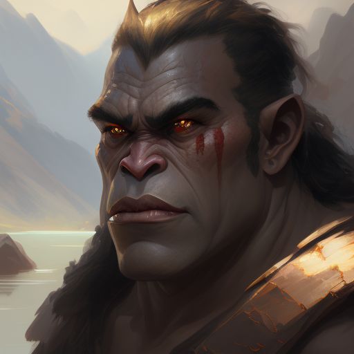 last-crab662: dungeons and dragons half orc character closeup portrait ...