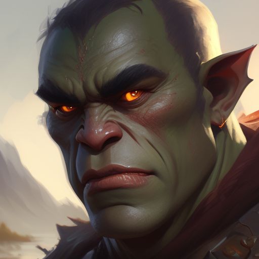 last-crab662: dungeons and dragons half orc character closeup portrait ...