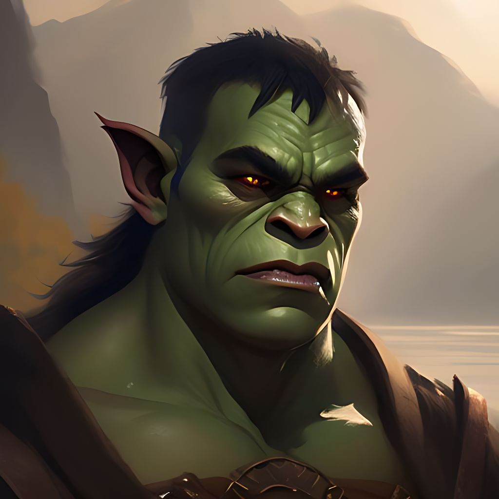 last-crab662: dungeons and dragons half orc character closeup portrait ...