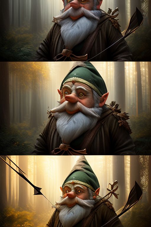 full-owl741: realistic face wrinkles big nose old gnome ranger in a ...