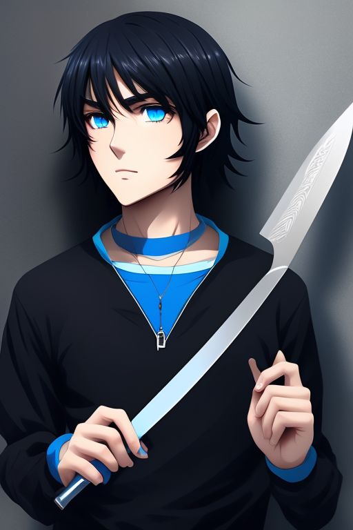 Scaly Bison352 Black Haired Man With Blue Eyes Wearing A Black And