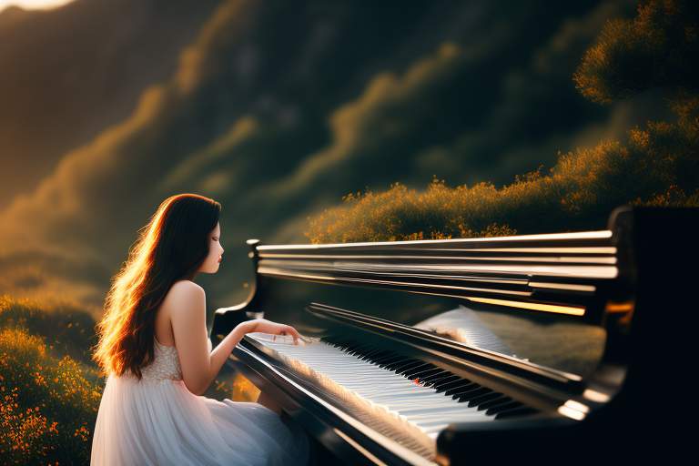 Girl Playing Piano Wallpaper