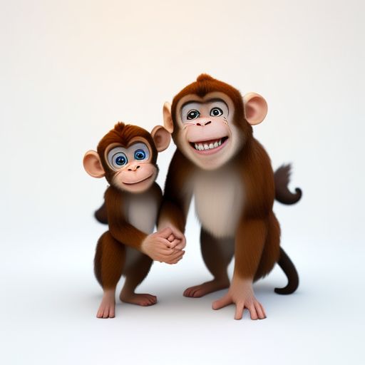 Two Monkeys Holding Hands