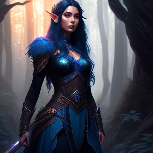 crafty-wren25: Half-elf woman with blue scales and black hair