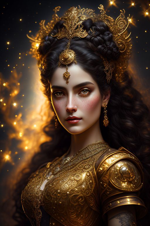 enBergen: steampunk brunet Goddess of virgo constellation with tender ...