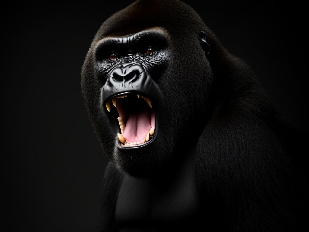 Roaring Silverback Gorilla
