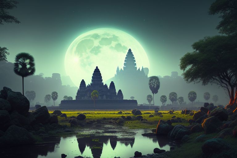 kelly19th: angkor wat with smart city, full pose, cinematic, UHD, agfa ...