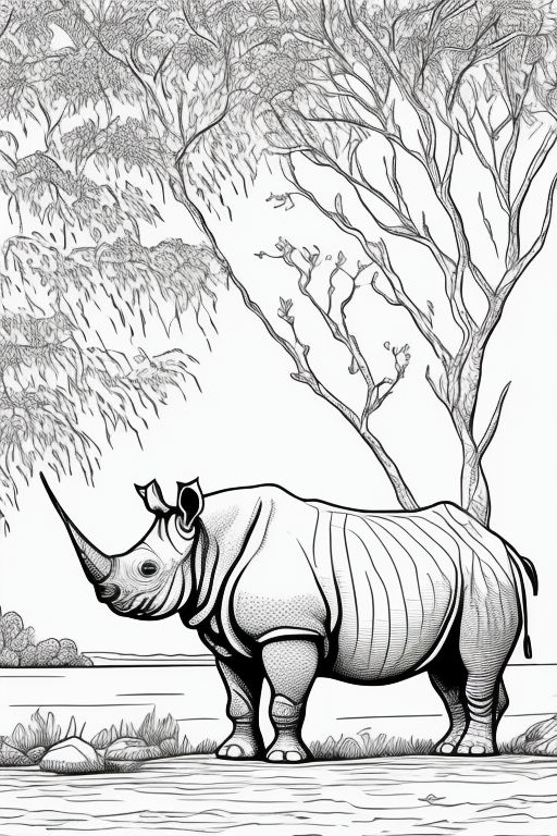 Rhino Outline Drawing
