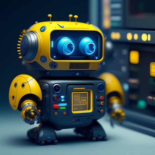 third-ferret467: An dark blue and yellow robot creating an computer ...