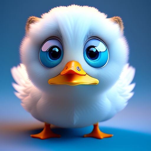 Cute Cartoon Duck With Big Eyes