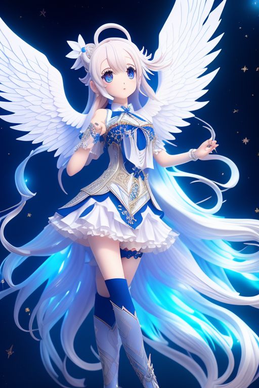 Anime Angel Girl With White Hair