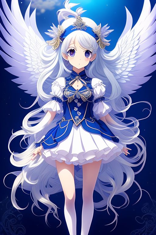 Anime Angel Girl With White Hair And Blue Eyes