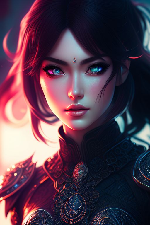 ErmMonz: half body wide abgle beautiful dark angel warrior, ornate ...