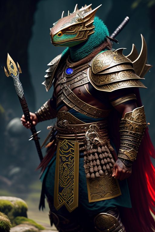 modern-koala857: a Māori-Themed Warrior Tuatara Lizardman