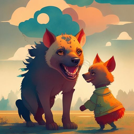 sandy-fly264: hyena cartoon style laughing, with mohawk hair