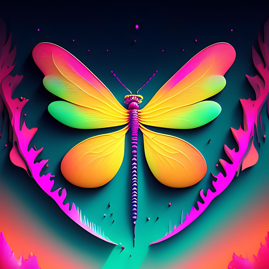 heathercooper: Stained glass fractal dragonfly, synthwave, liminal, dot ...