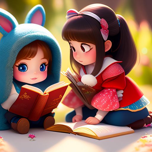 Chibi Anime Girl Reading A Book