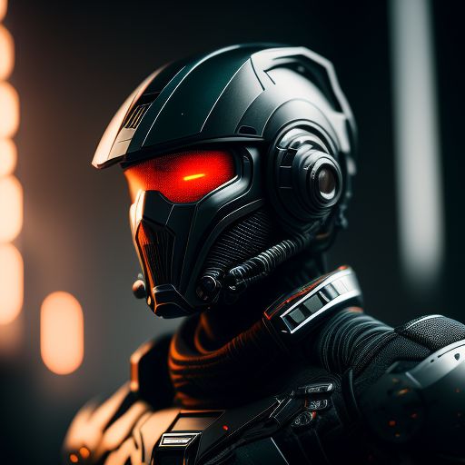 wrongplanet: Cyborg wearing a helmet connected by cables, facing camera ...