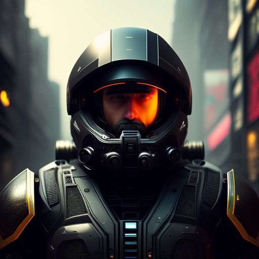 wrongplanet: Half man half machine, wearing a helmet connected by ...