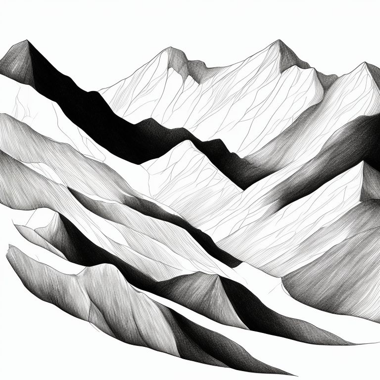 Mountain Range Pencil Drawings