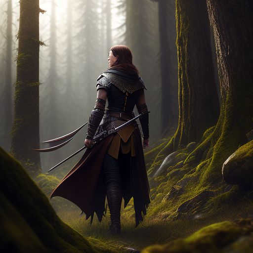 zany-dolphin955: Female hunter, young woman, leather clothing, shortbow ...