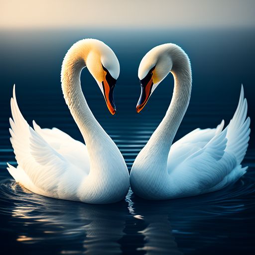 alert-fox19: Two swans as a whole with dark background no water