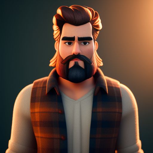 shark: 3D Pixar character. Portrait close-up of bearded white male with ...