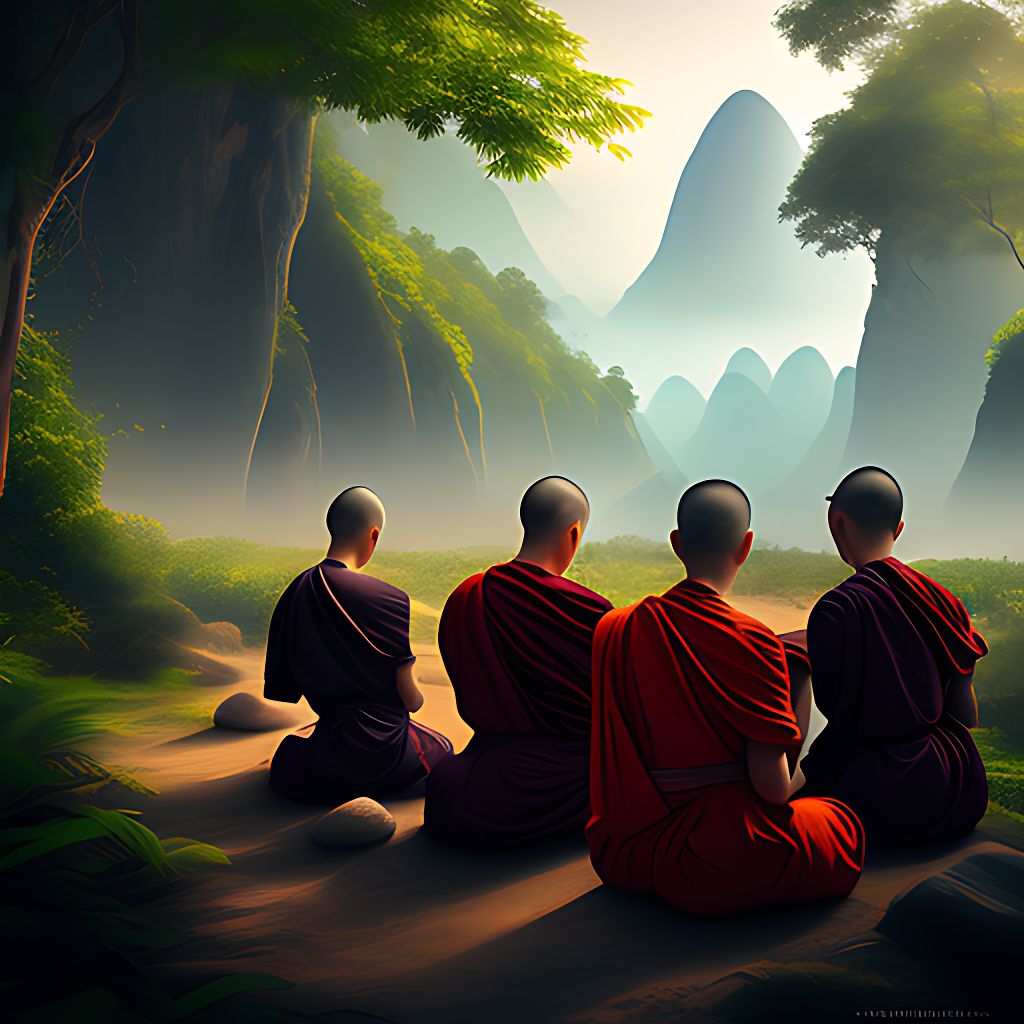 Group Meditation Monks