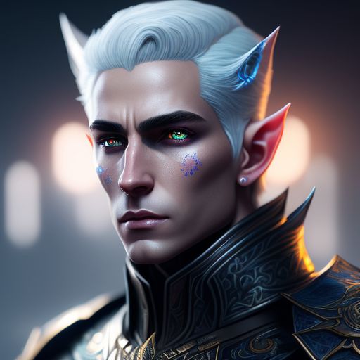 low-tapir845: Male, Astral Elf, Neon Blue Eyes, Short pure white hair ...