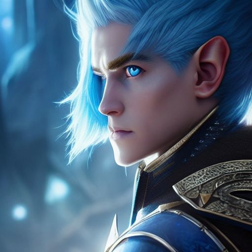 low-tapir845: Male, Astral Elf, Neon Blue Eyes, Short pure white hair ...