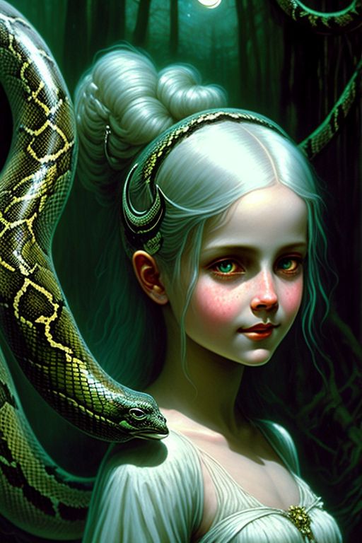 shop discount store Slither - Watercolor Snake and Woman Painting