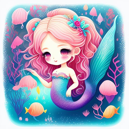 Pretty Mermaid Drawing In Color