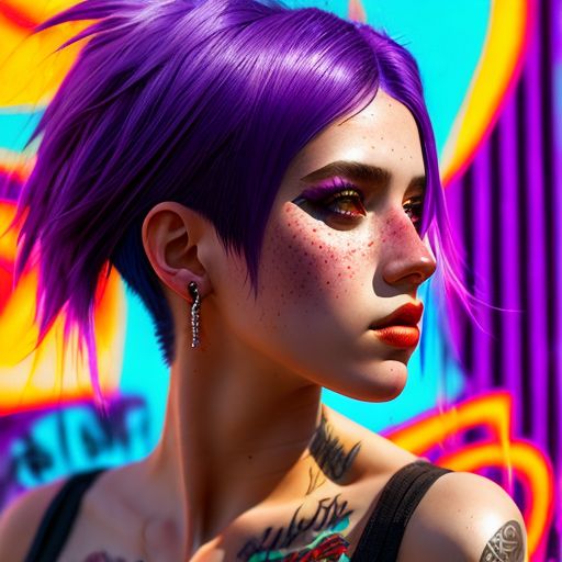 colossal-jay340: summer punk girl with short plum purple hair with ...