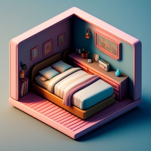 De4N: Tiny cute isometric bedroom in a cutaway box, borderlands game ...