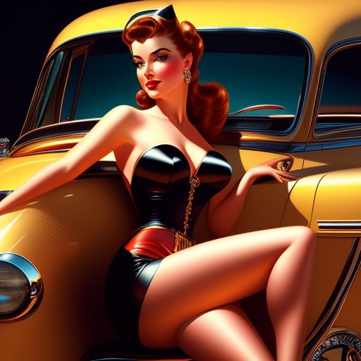 Vintage Pin Up Car