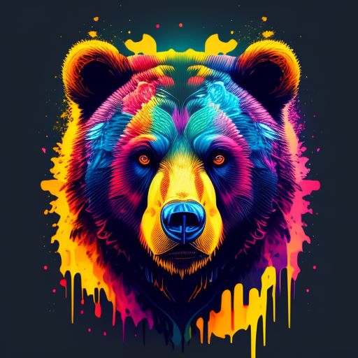 lumpy-baboon687: colorful fierce bear face, intricate, vibrant, water ...