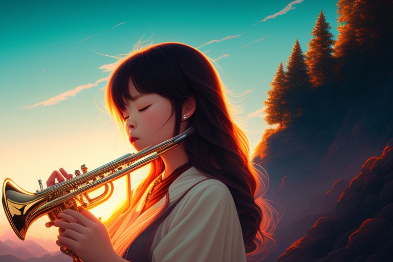 Anime Girl Playing Trumpet