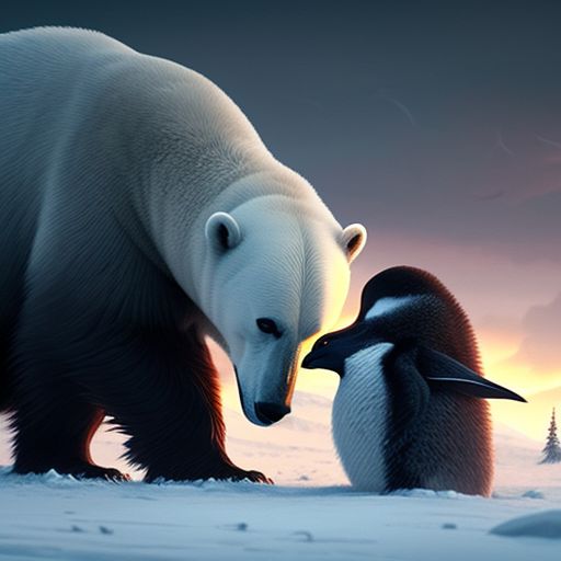 Penguin And Polar Bear Hug
