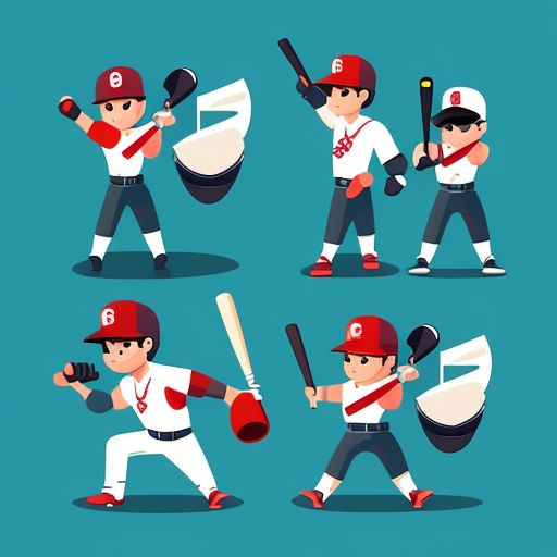 obese-dog79: A set of cartoon cute baseball players in various poses ...