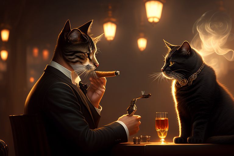urban-shrew502: cat smoking a cigar with whiskie