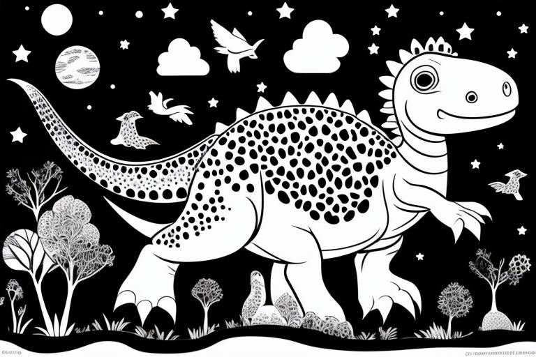 Cute Dinosaur Clipart Black And White