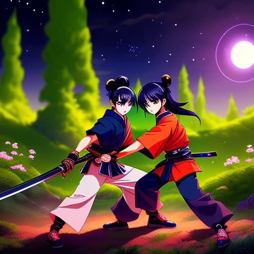 bleak-deer0: Two Japanese style male are fighting with samurai swords ...