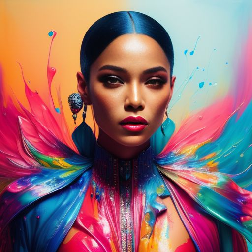 stable-pony186: A beautiful female super model, mixed media, wet paint ...