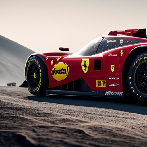 few-chicken984: Ferrari racing car riding on the moon