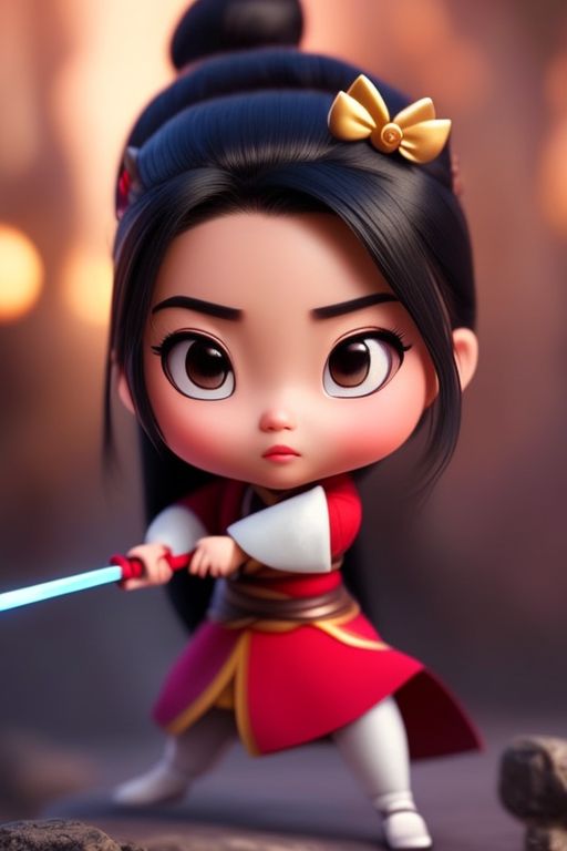 mealy-rabbit196: Cute Mulan using sword, Chibi