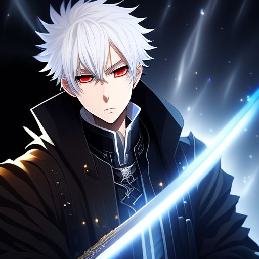 Anime Boy With White Hair And Sword