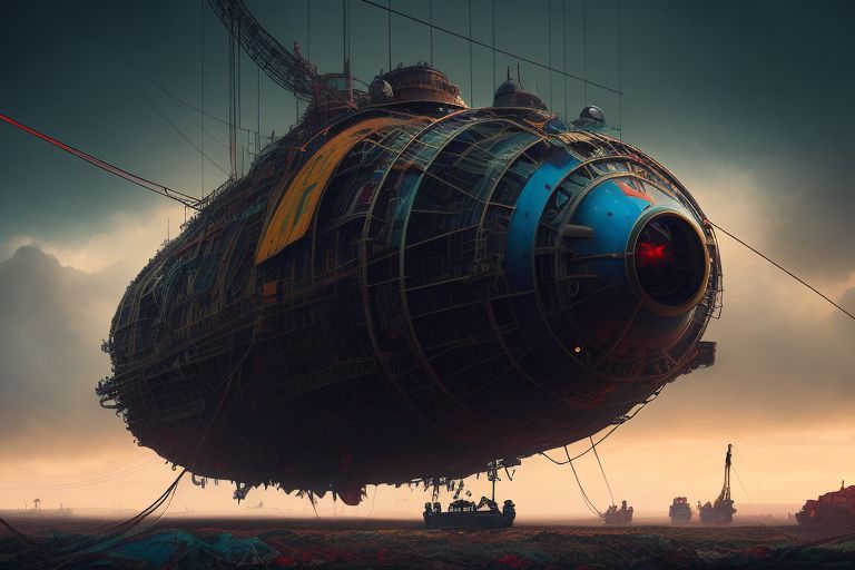 black_sheep: Multicolored Zeppelin with large propellers and dragon ...